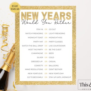New Years Eve Party Game Would You Rather Printable | New Years Party ...