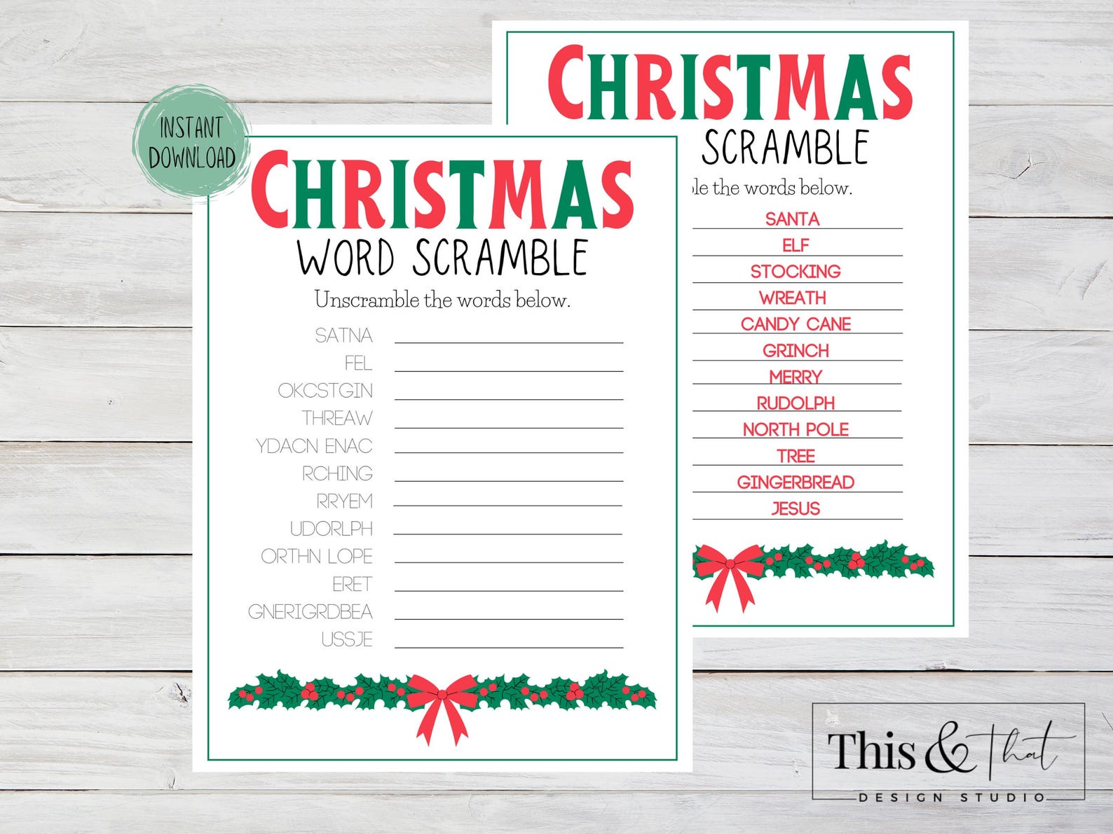 Christmas Word Scramble Game Printable | Xmas Activity Sheet Printable ...