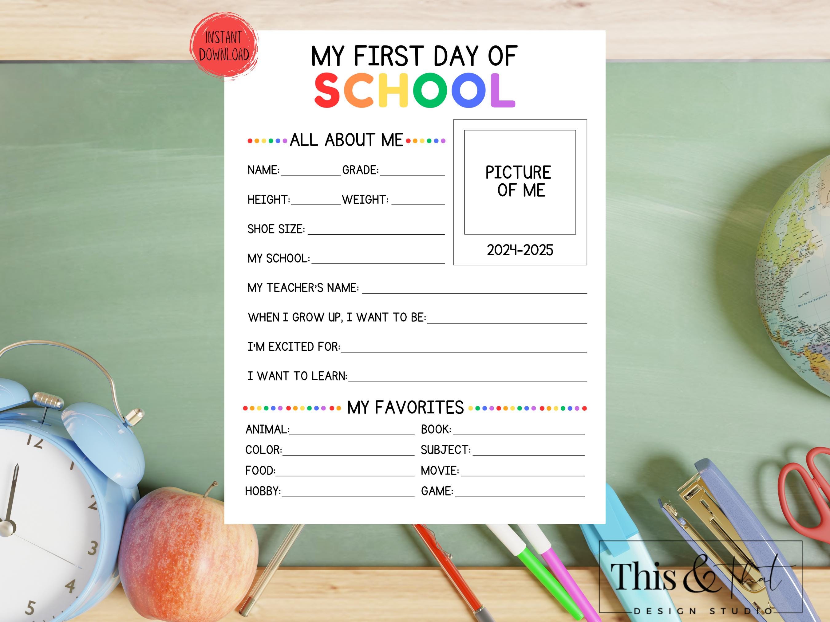 First Day of School Printable Sign First Day of School Interview Kid ...