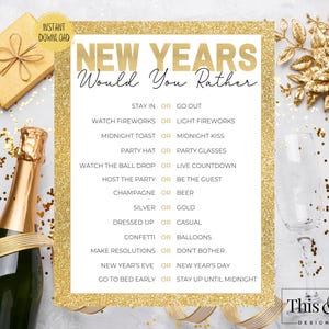 New Years Eve Party Game Would You Rather Printable | New Years Party ...