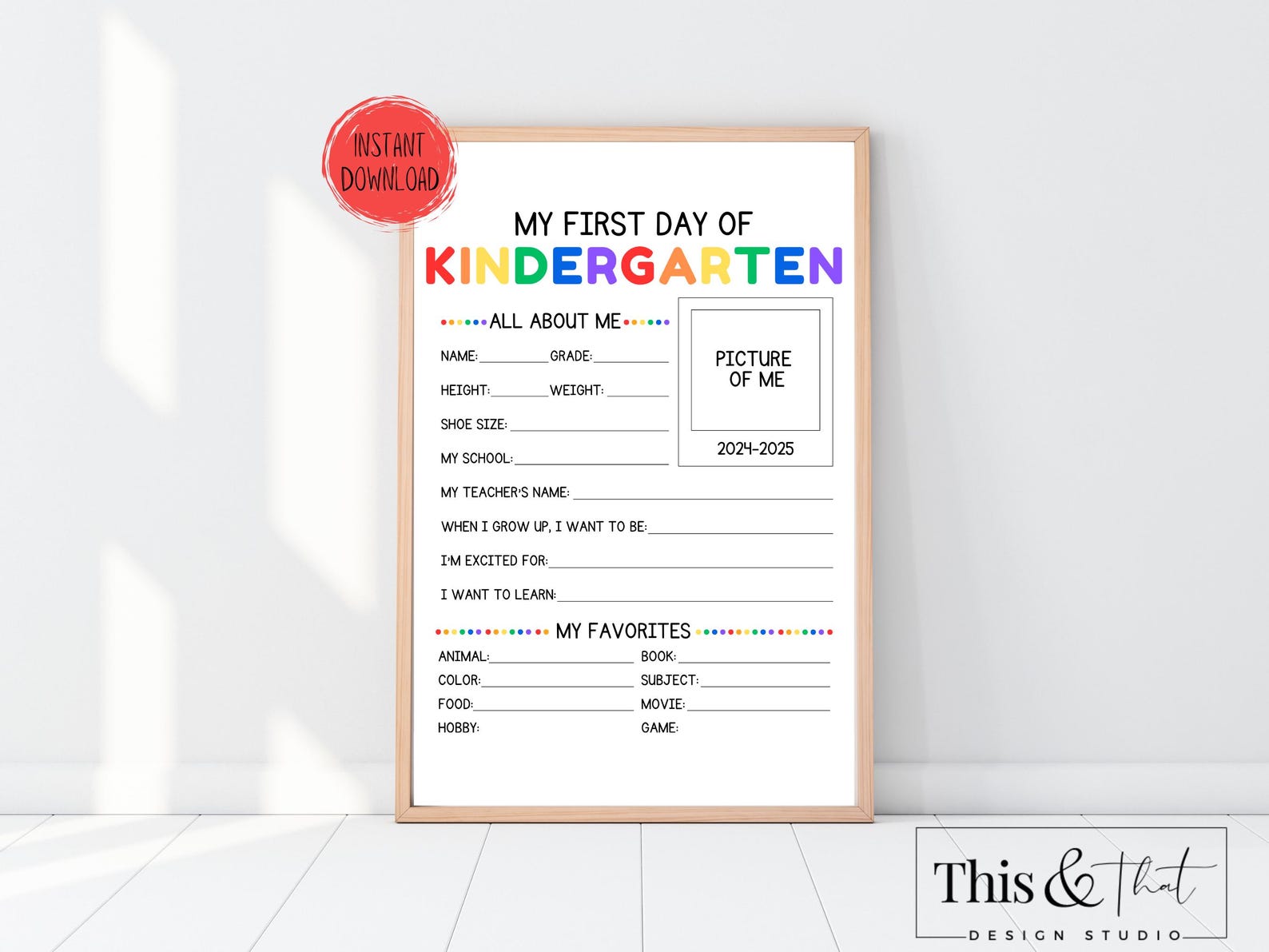 First Day of Kindergarten Printable Sign | First Day of School ...