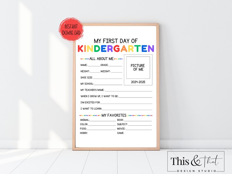 First Day of Kindergarten Printable Sign | First Day of School ...