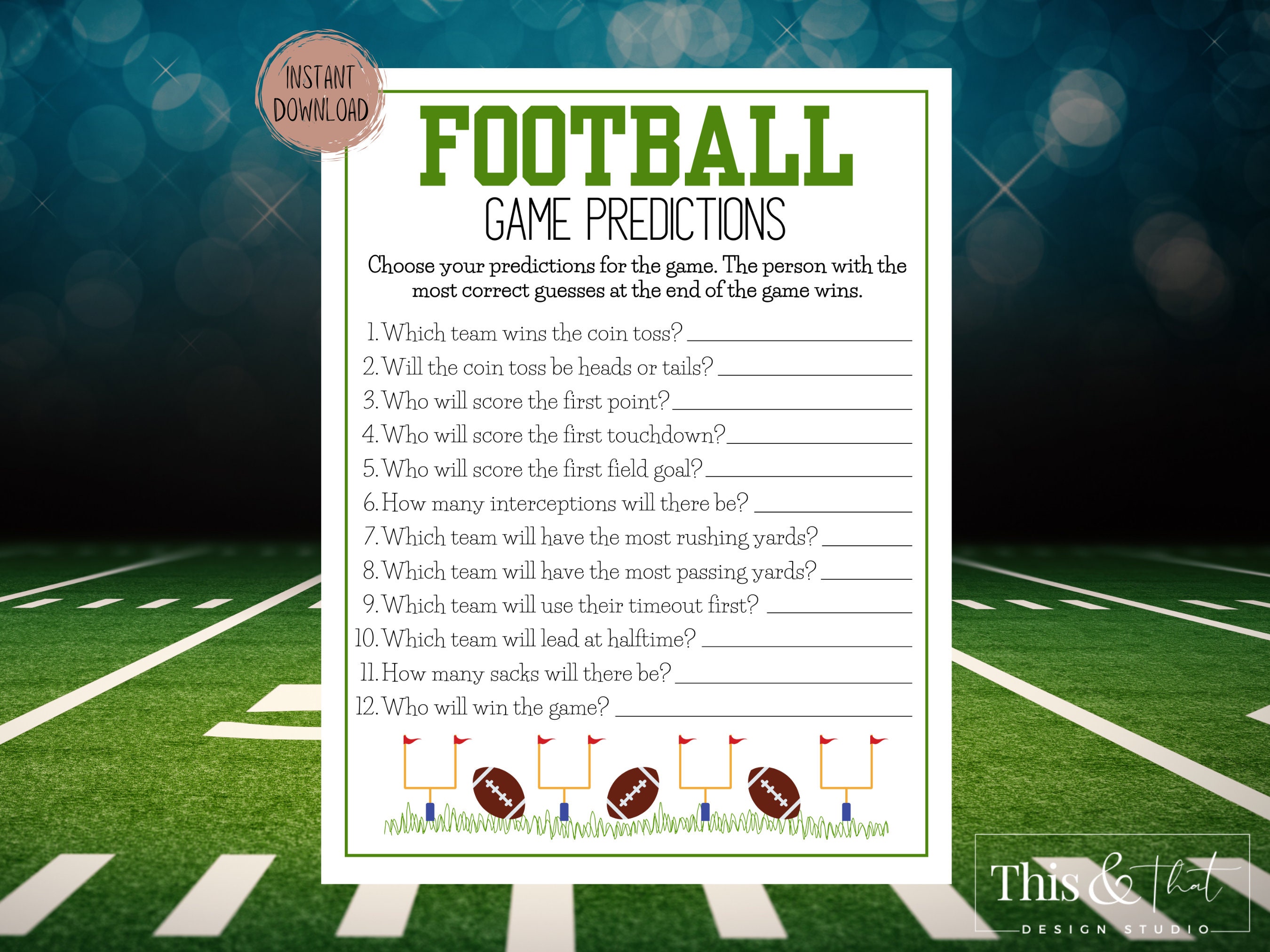 Football Game Predictions Printable | Sunday Football Printable Game ...