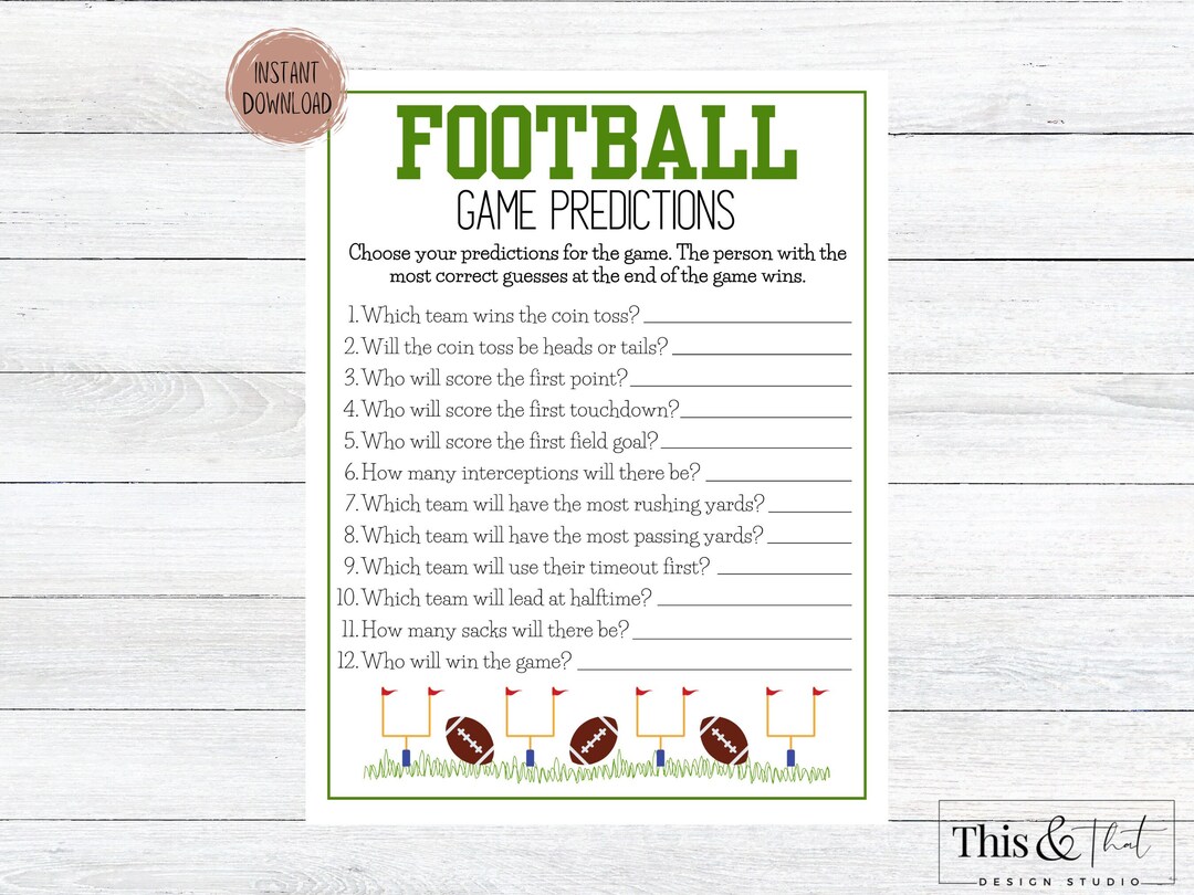 Football Game Predictions Printable | NFL Sunday Football Printable ...