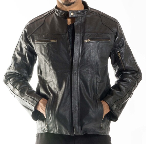 Torque Leather Men's Moto Jacket - Etsy