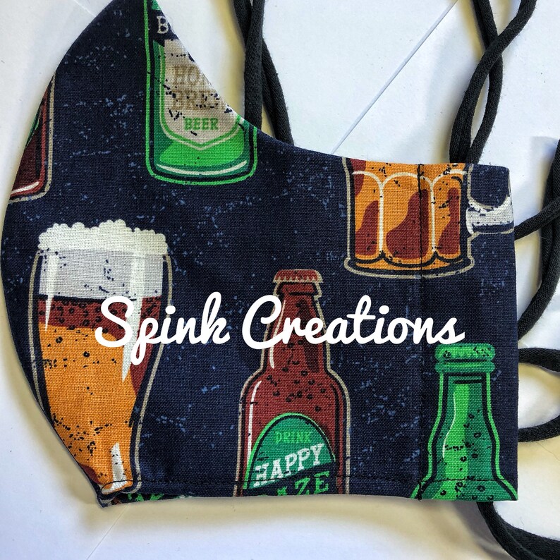 Mens Blue Beer Print Cotton Face Mask Made in USA Beer | Etsy