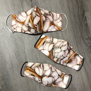 Child & Adult Baseballs Photo Print Cotton Fabric Face Mask Made in USA ...