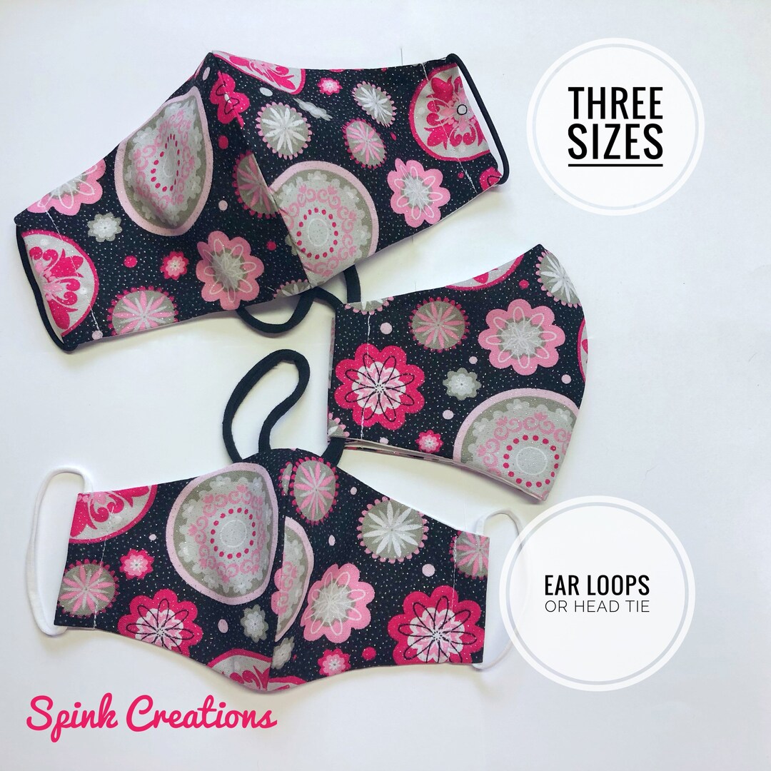 Childs Glitter Face Mask, Kids Pink Glitter Mask, Washable Mask Made in ...