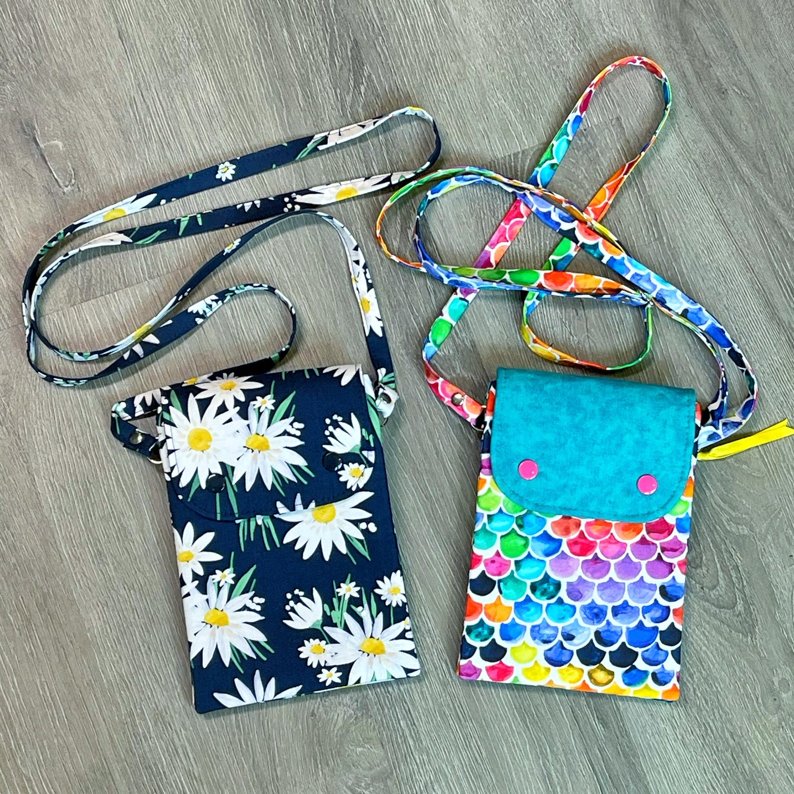 Handmade Double Pouch Crossbody Purse Cotton Fabric Phone - Etsy