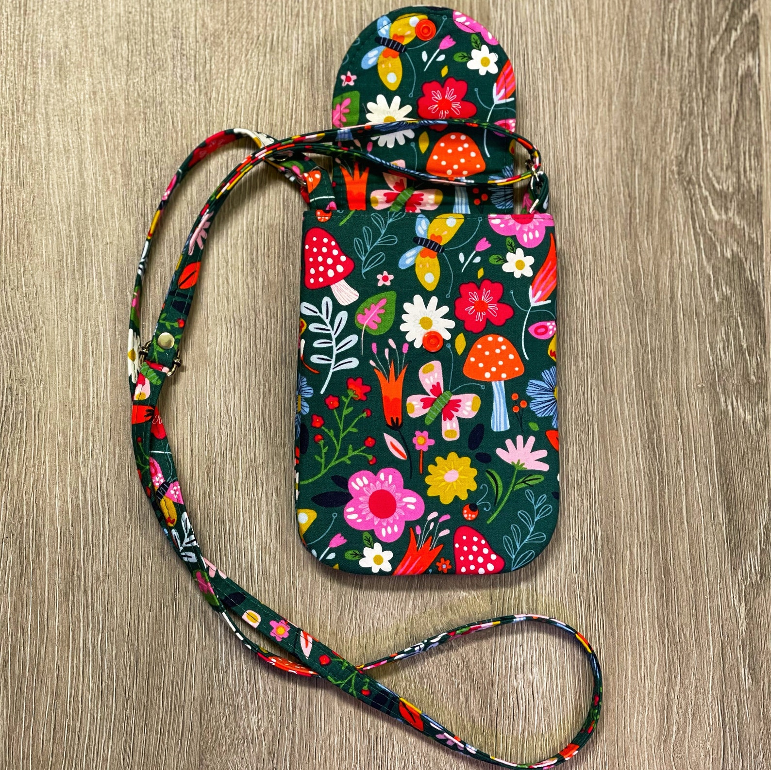 Handmade Fabric Cell Phone Purse Double Pouch Crossbody Bag With ...