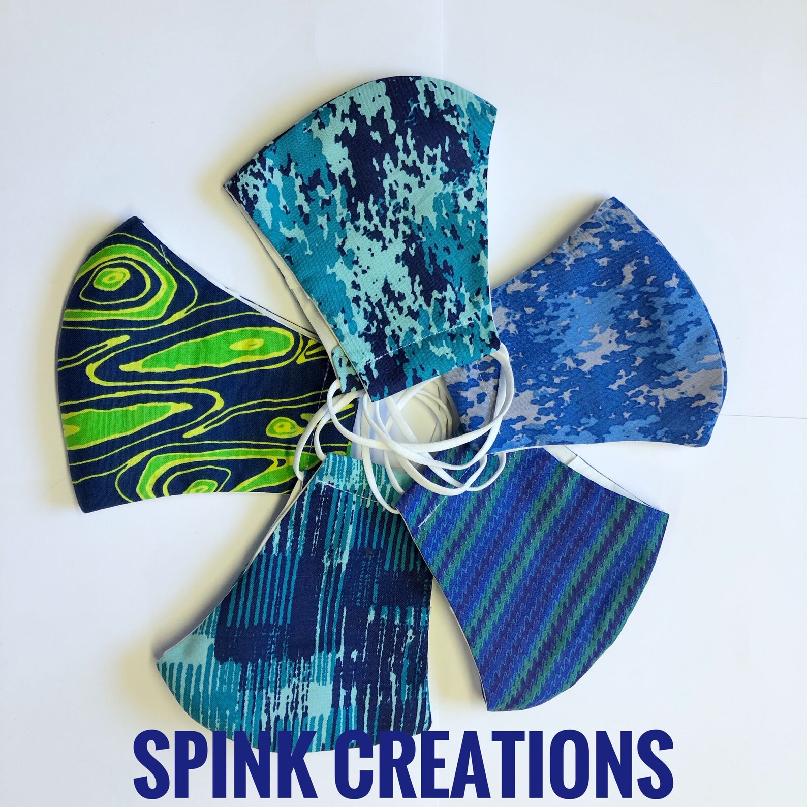 Boys Blue Green Print Fitted Face Mask Kids Blue Face Mask - Etsy