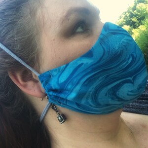 Mens Blue Beer Print Cotton Face Mask Made in USA, Beer Bottles Fabric ...