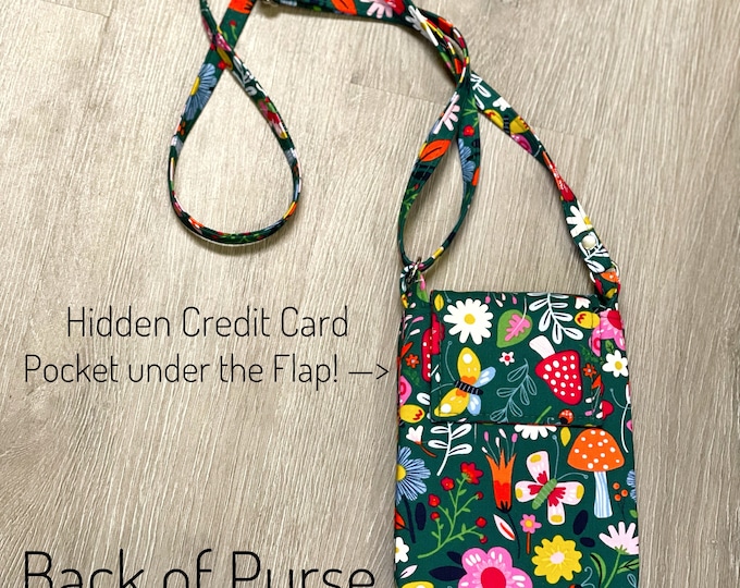 Handmade Fabric Cell Phone Purse Double Pouch Crossbody Bag With ...