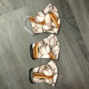 Child & Adult Baseballs Photo Print Cotton Fabric Face Mask Made in USA ...