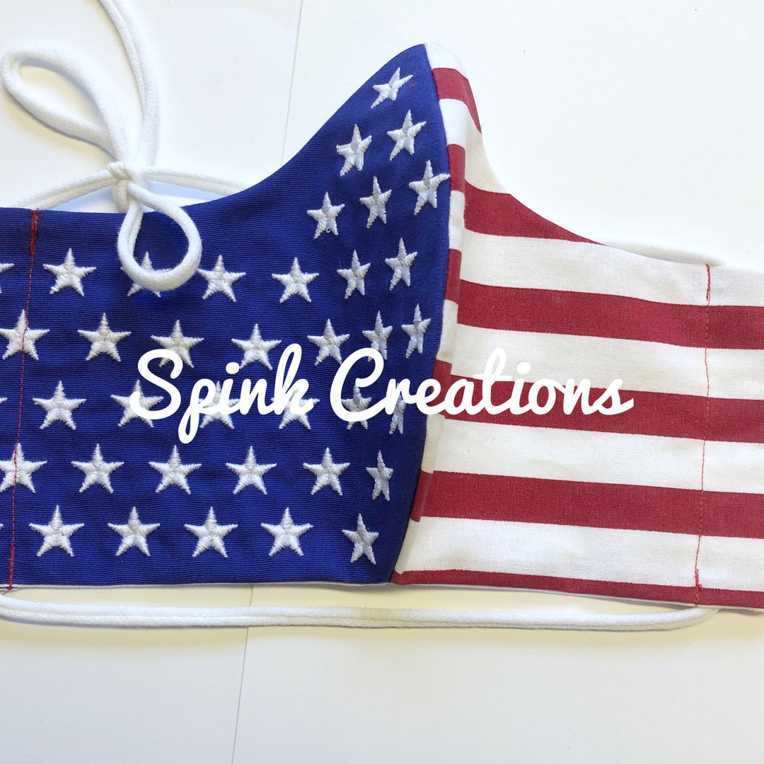 American Flag Face Mask, USA Flag Face Cover, Embroidered Washable Mask ...