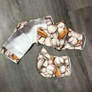 Child & Adult Baseballs Photo Print Cotton Fabric Face Mask Made in USA ...