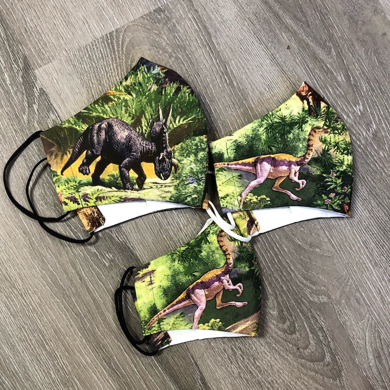 T-rex Kids Dinosaur Print Face Mask Boys Realistic Dinosaurs | Etsy