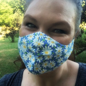 Mens Blue Beer Print Cotton Face Mask Made in USA, Beer Bottles Fabric ...