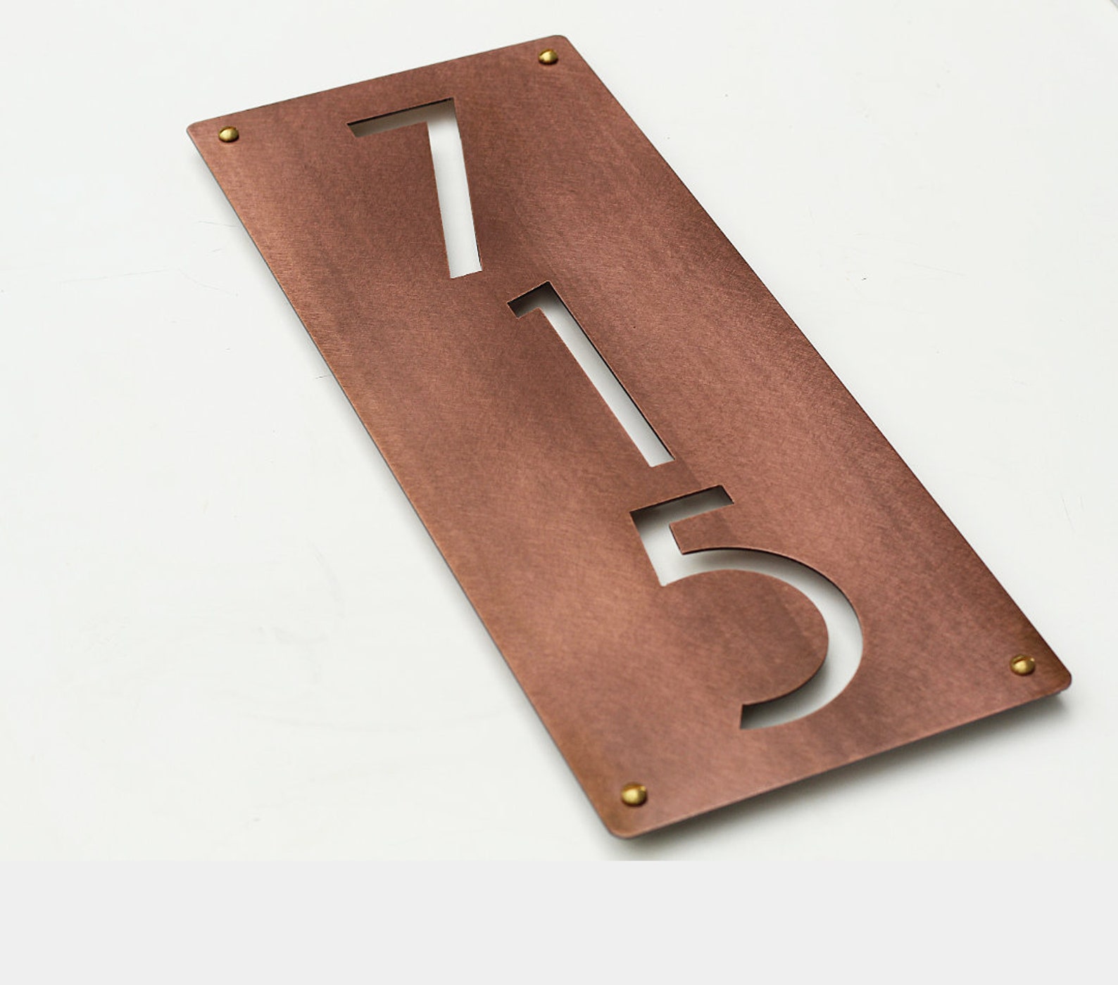 Vertical Modern House Numbers Plaque in Faux Copper Patina - Etsy