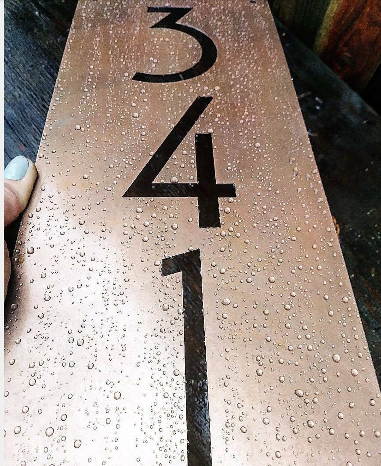Vertical Modern House Numbers Plaque in Faux Copper Patina - Etsy