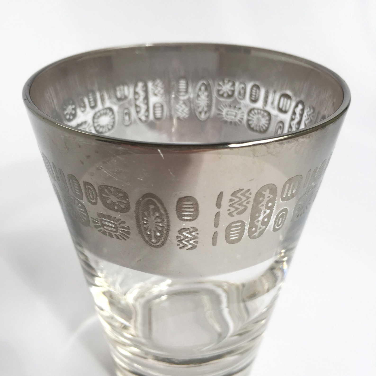 Chrome Rimmed Atomic Pattern Bar Glasses - Etsy