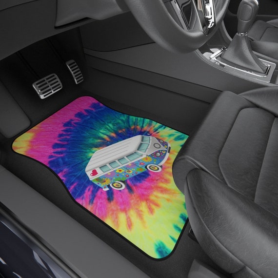 Car Mats Hippie Car Decor Accessorie Boho Car Decor Cute Tie Dye Car Floor Mats Bus Van Groovy Etsy