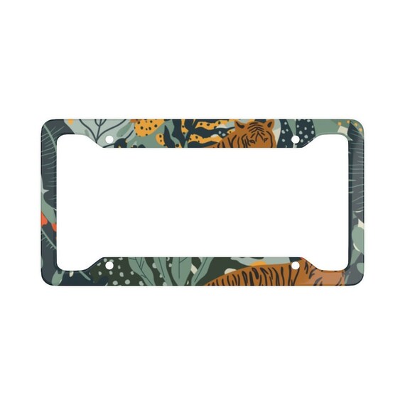 Tiger Jungle License Plate Frame Flower License Plate Frame | Etsy