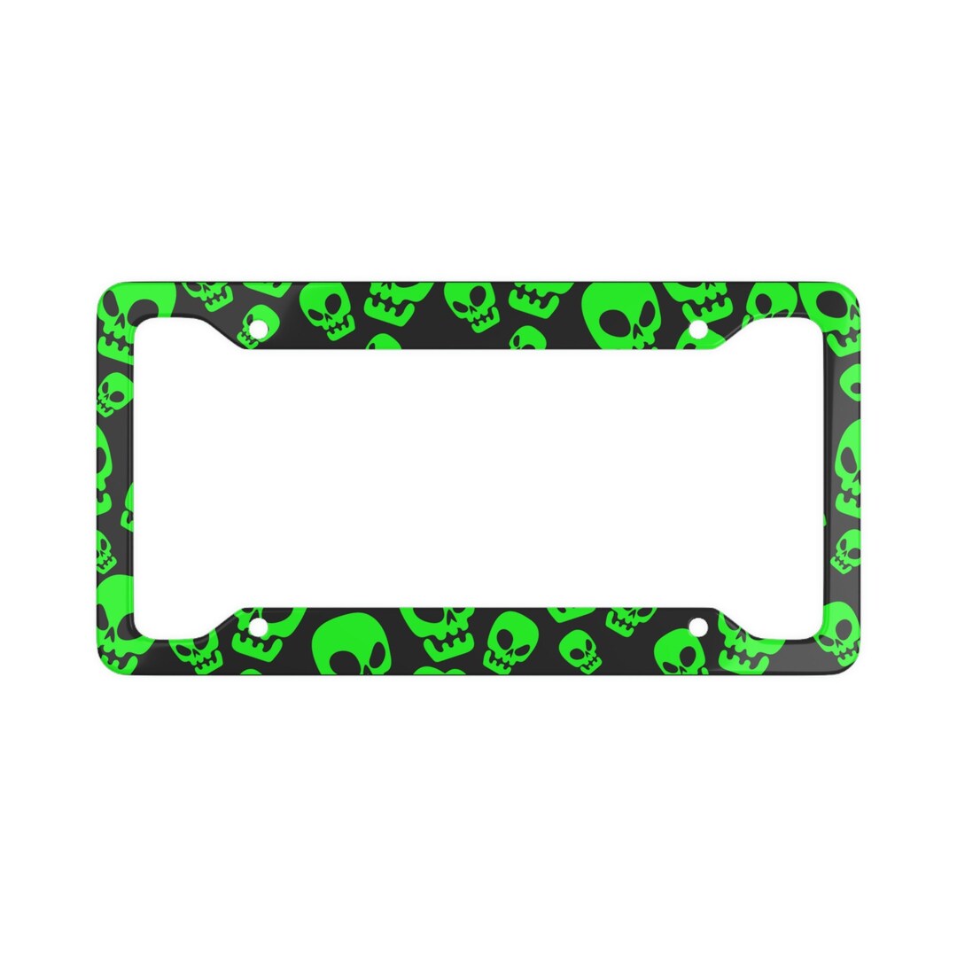 Lime Skull License Plate Frame Goth Car Accessories Goth Car Decor ...