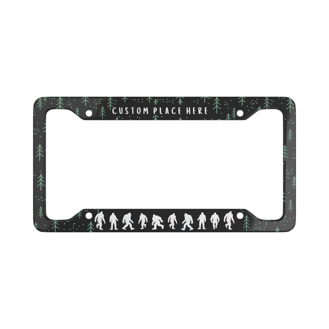 Custom Text Place Bigfoot License Plate Frame Mountains License Plate ...