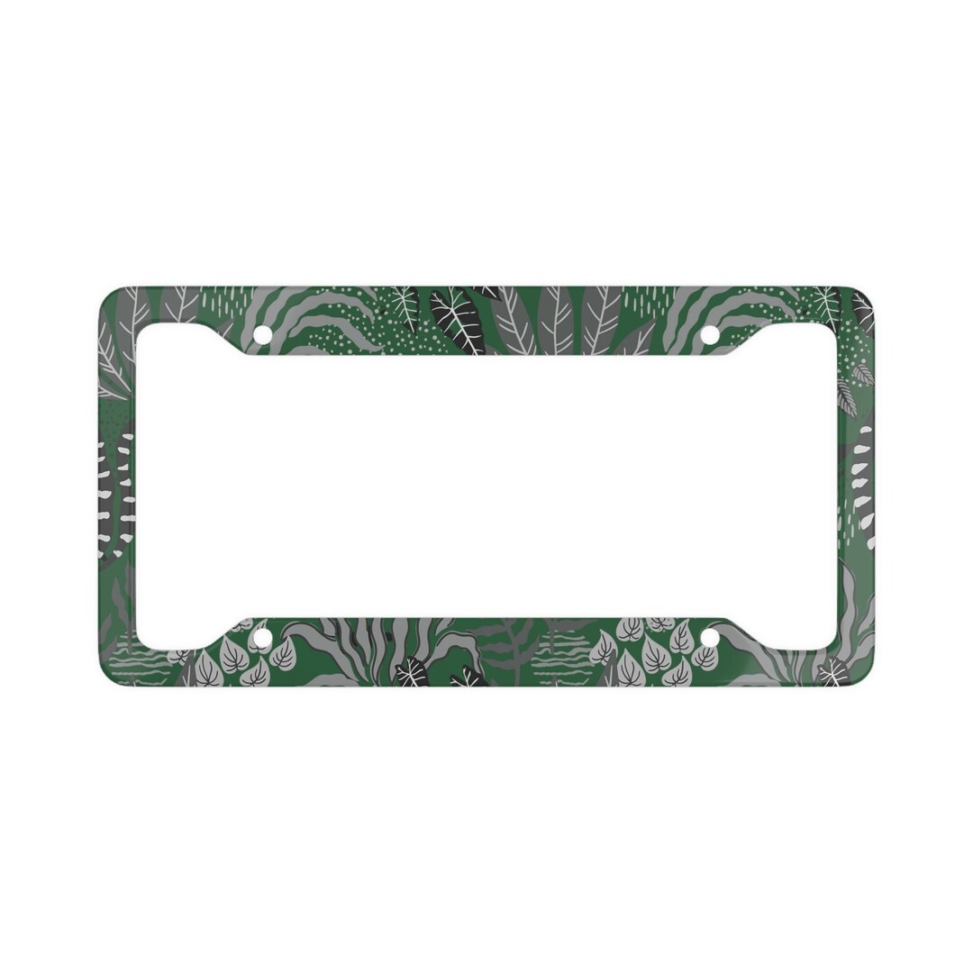 Jungle License Plate Frame Plants Flower License Plate Frame Leaves ...