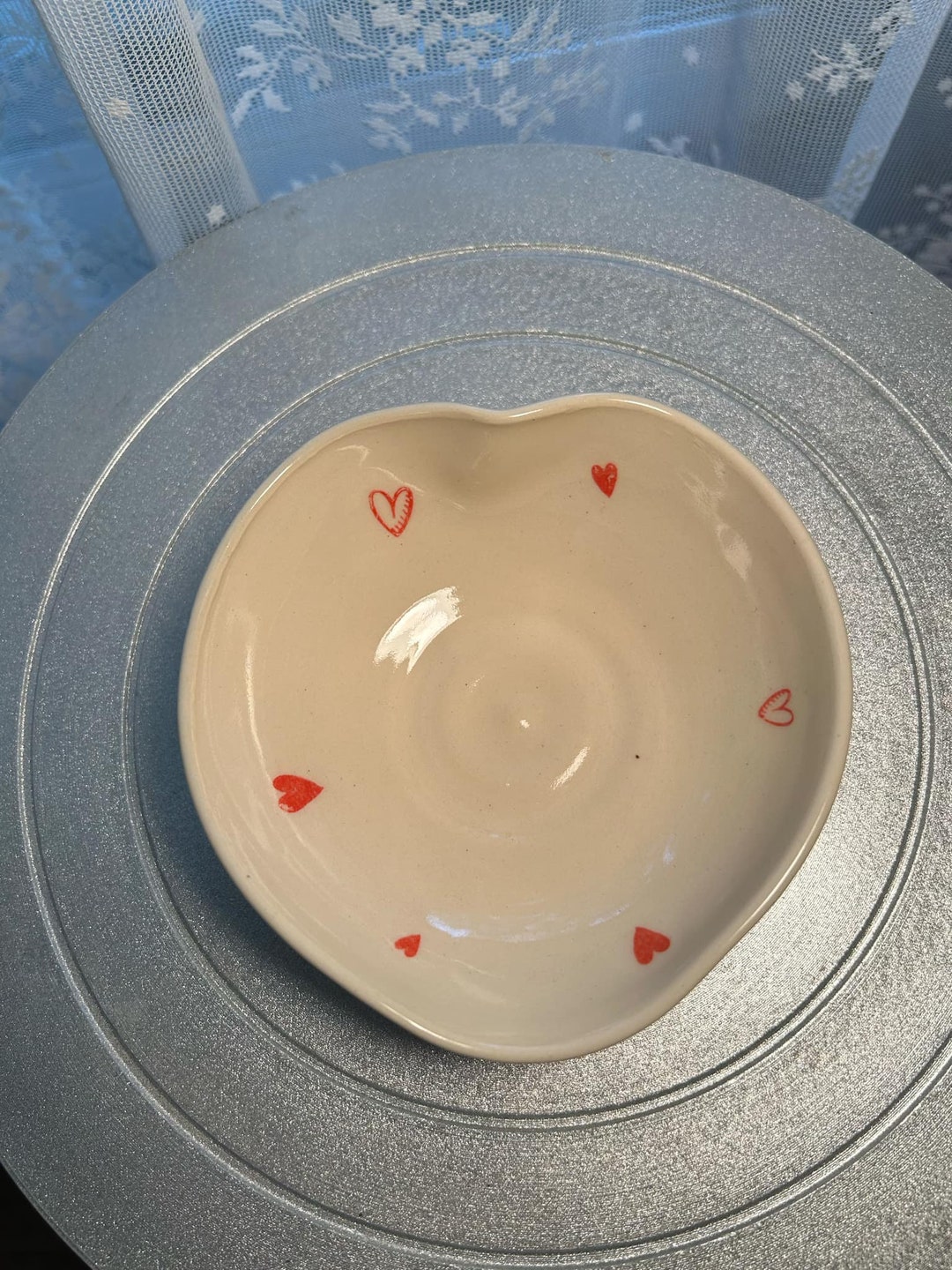 Heart Shaped Bowl With Mini Hearts Handmade Ceramic Dish - Etsy