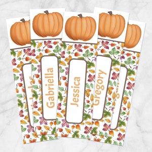 Printable Fall Pumpkin Bookmarks, Personalized, Leaves, School Student ...