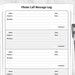 Printable Phone Call Message Log - PDF Instant Download - Etsy