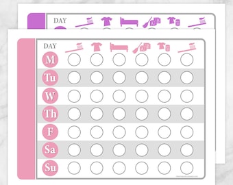 Printable Toddler Chore Chart Purple, Young Children's Daily Routine ...
