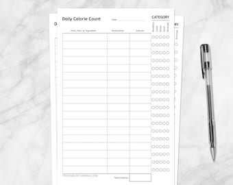 Printable Calories Tracking Sheet Daily Calorie Counting and | Etsy