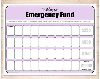 Printable Emergency Fund Worksheet Chart for Building an | Etsy