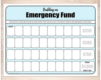 Printable Emergency Fund Worksheet Chart for Building an | Etsy