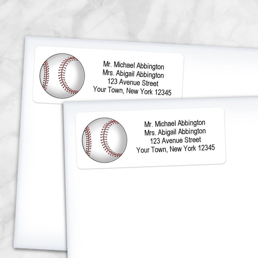 Printable Baseball Address Labels, Sports Athletic Baseball ...