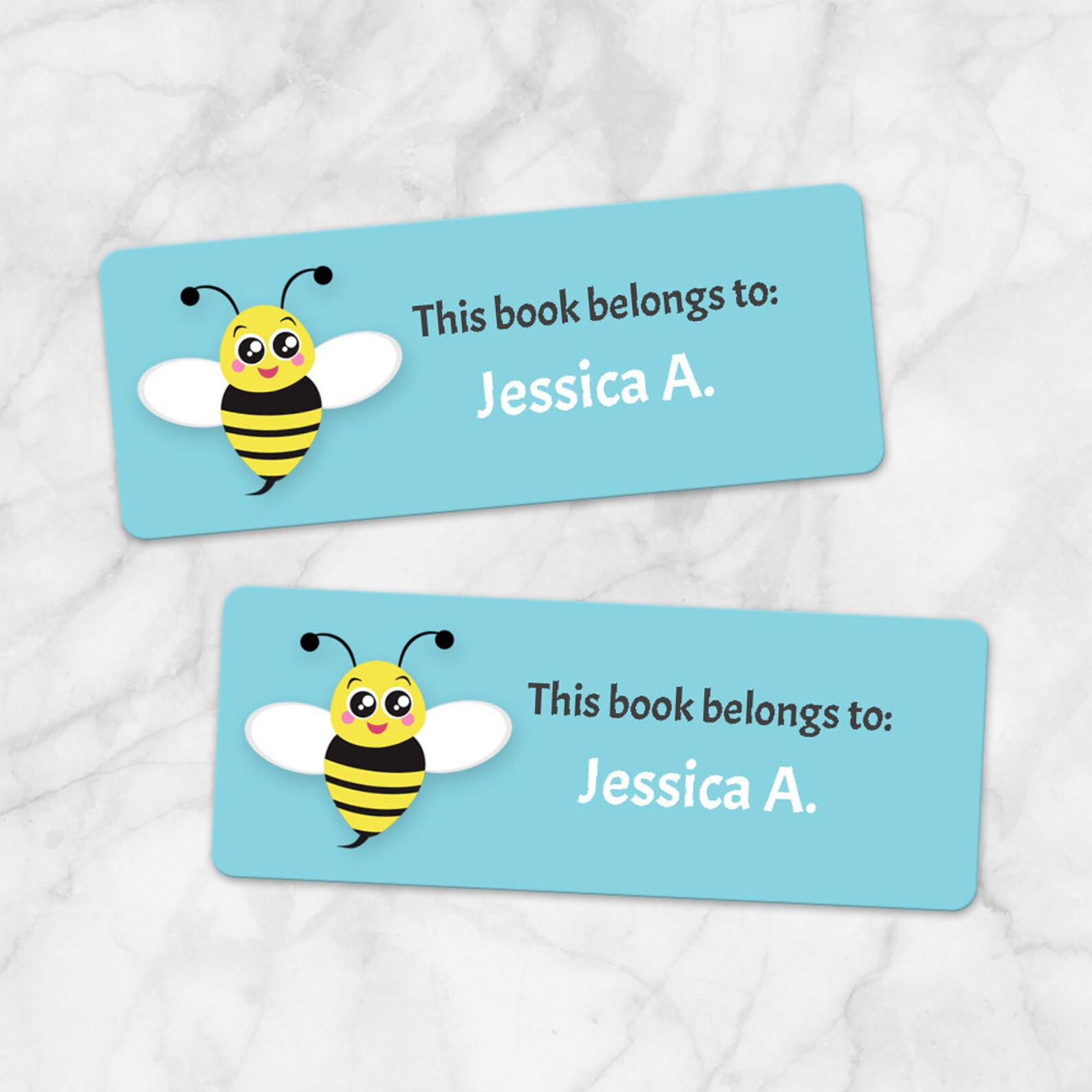Printable Bee Book Labels, Turquoise, Personalized 2 5/8" X 1" Labels ...