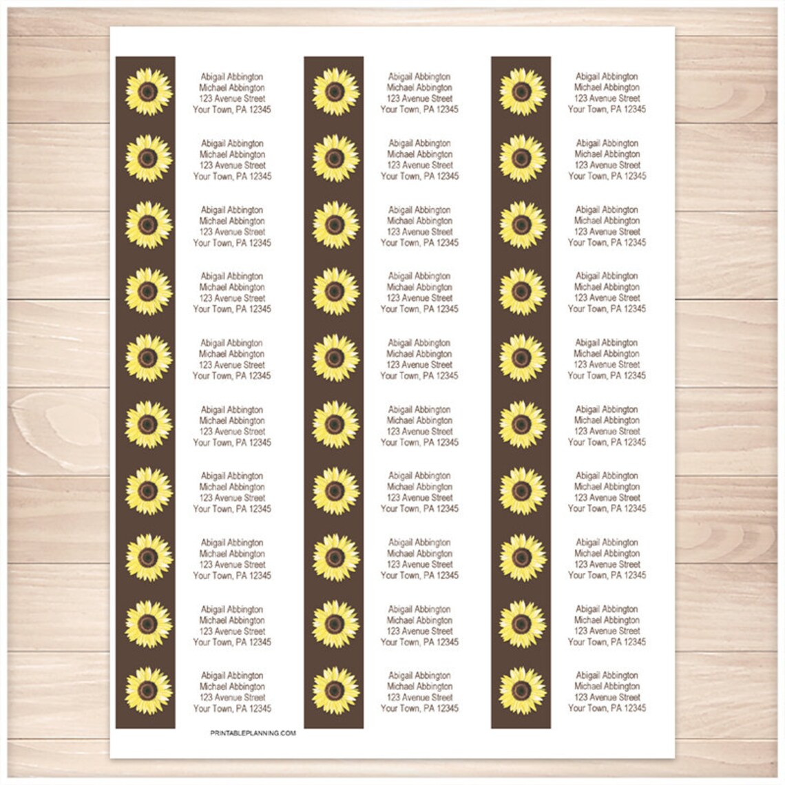 Printable Sunflower Address Labels Yellow Brown - Etsy