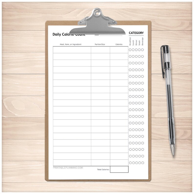 Printable Daily Calories Tracking Sheet Calorie Counting | Etsy