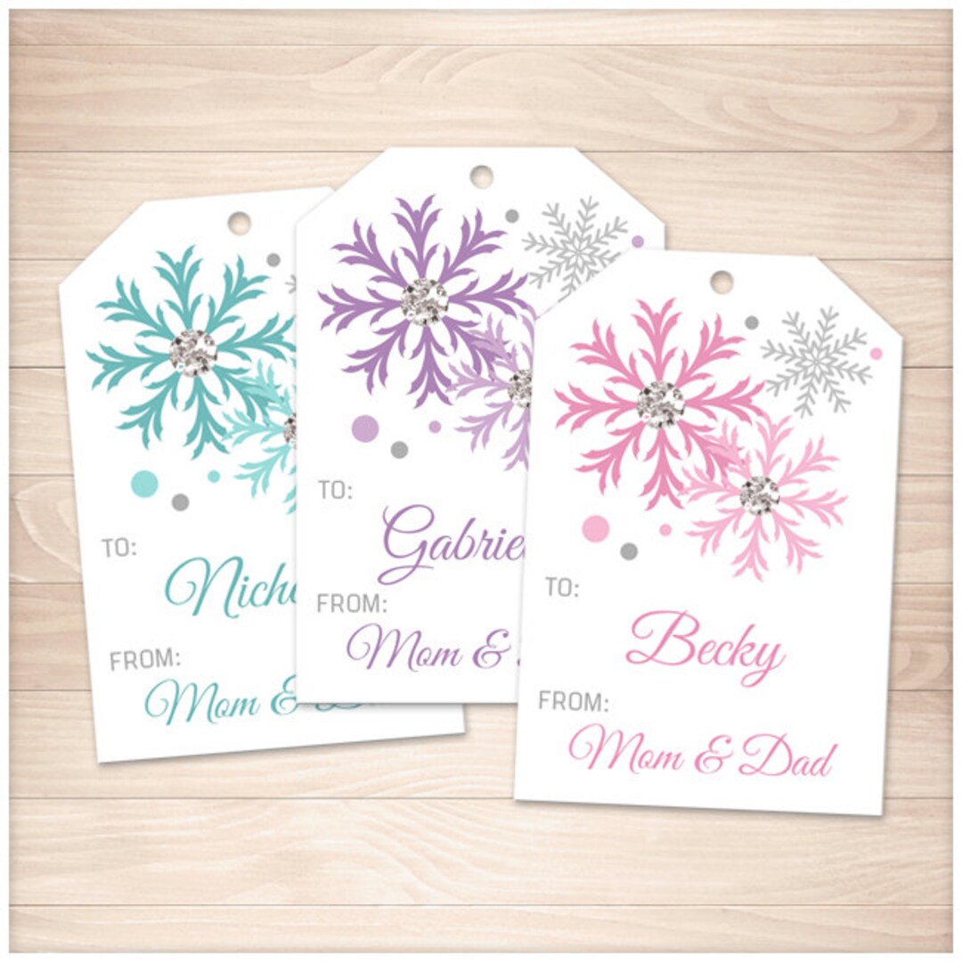 Printable Snowflake Gift Tags Personalized 3 Colors - Etsy