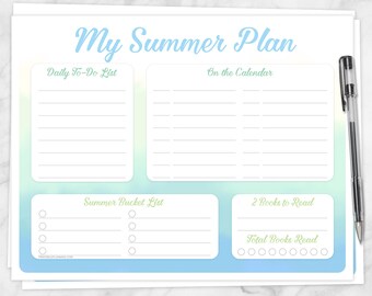Printable Summer Plan Watercolor Design Summer Planner Page | Etsy