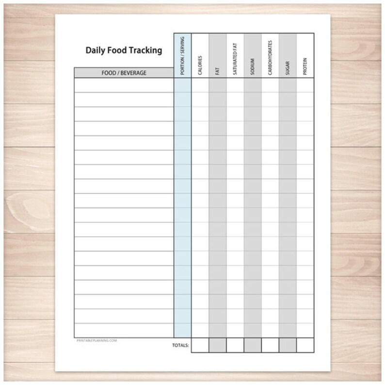Printable Food Tracking Sheet Healthy Eating Daily Calorie - Etsy