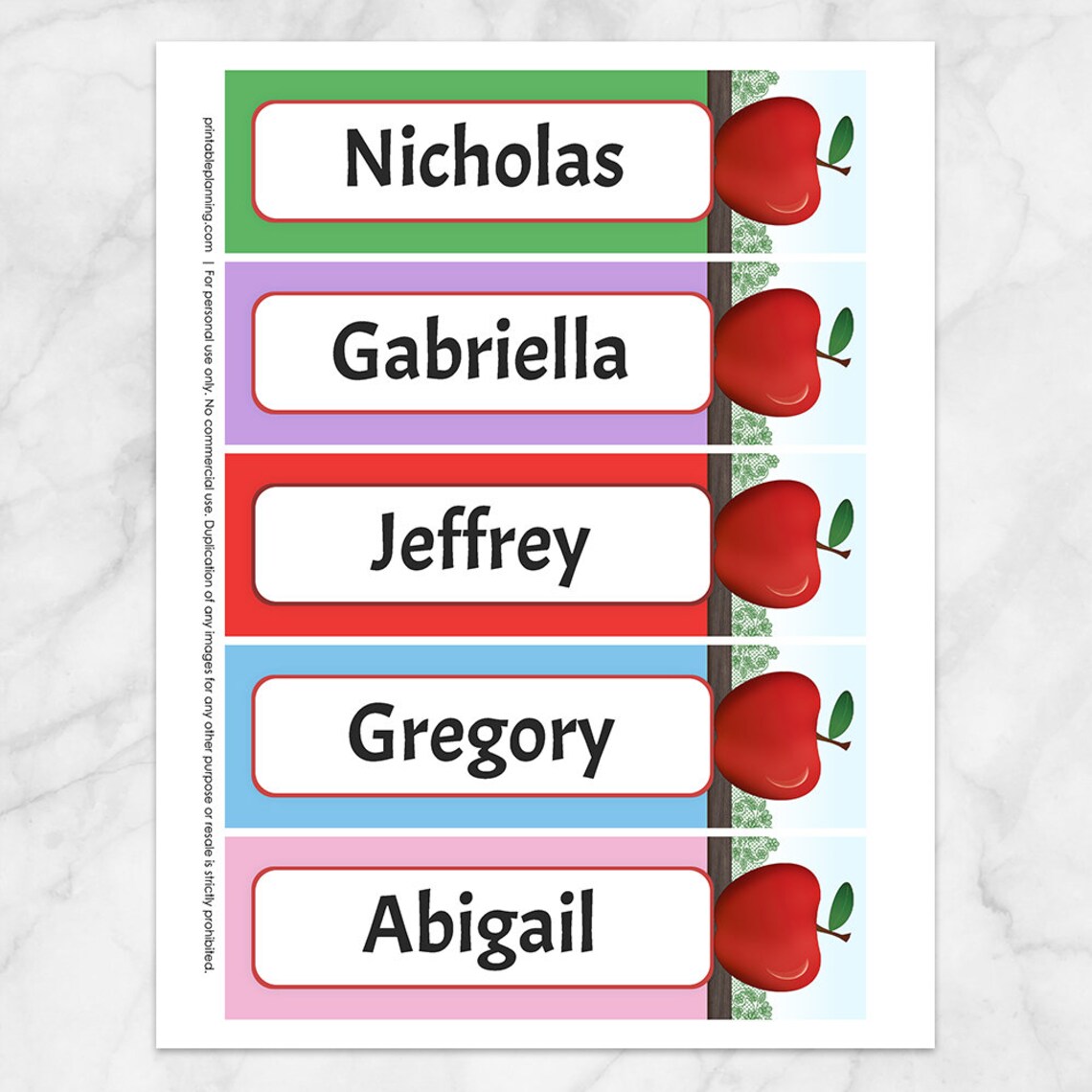 Printable Personalized Apple Bookmarks, Summer Reading, School Student ...
