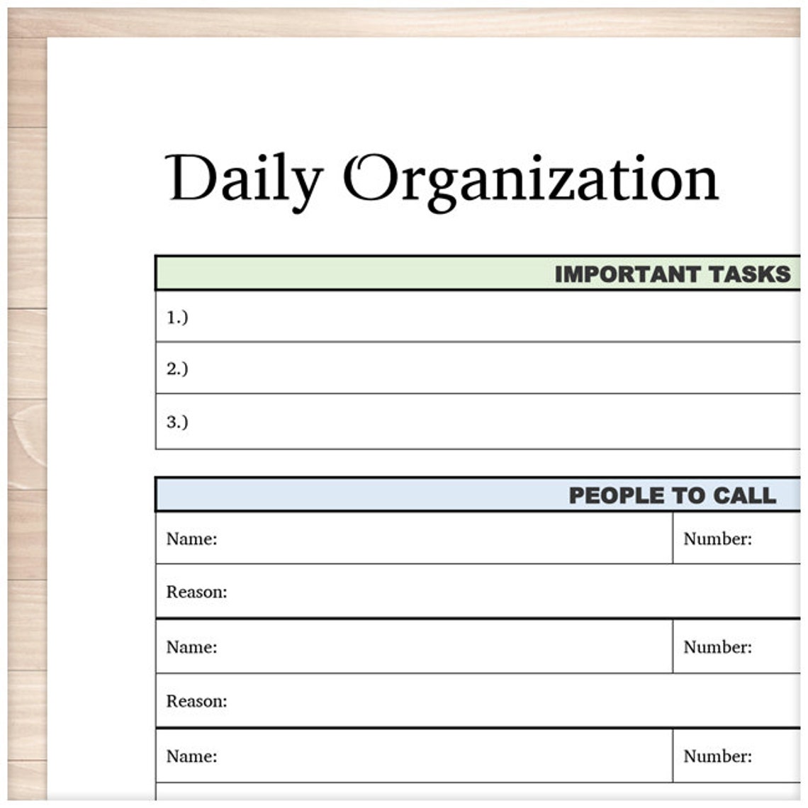 Printable Daily Task Sheet Full Page Organizer Clean and - Etsy