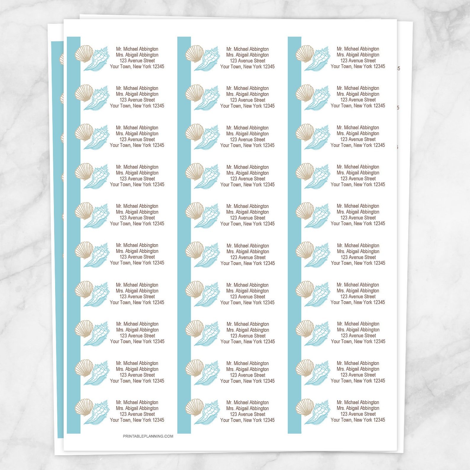 Printable Beach Address Labels Seashell Personalized 2 | Etsy