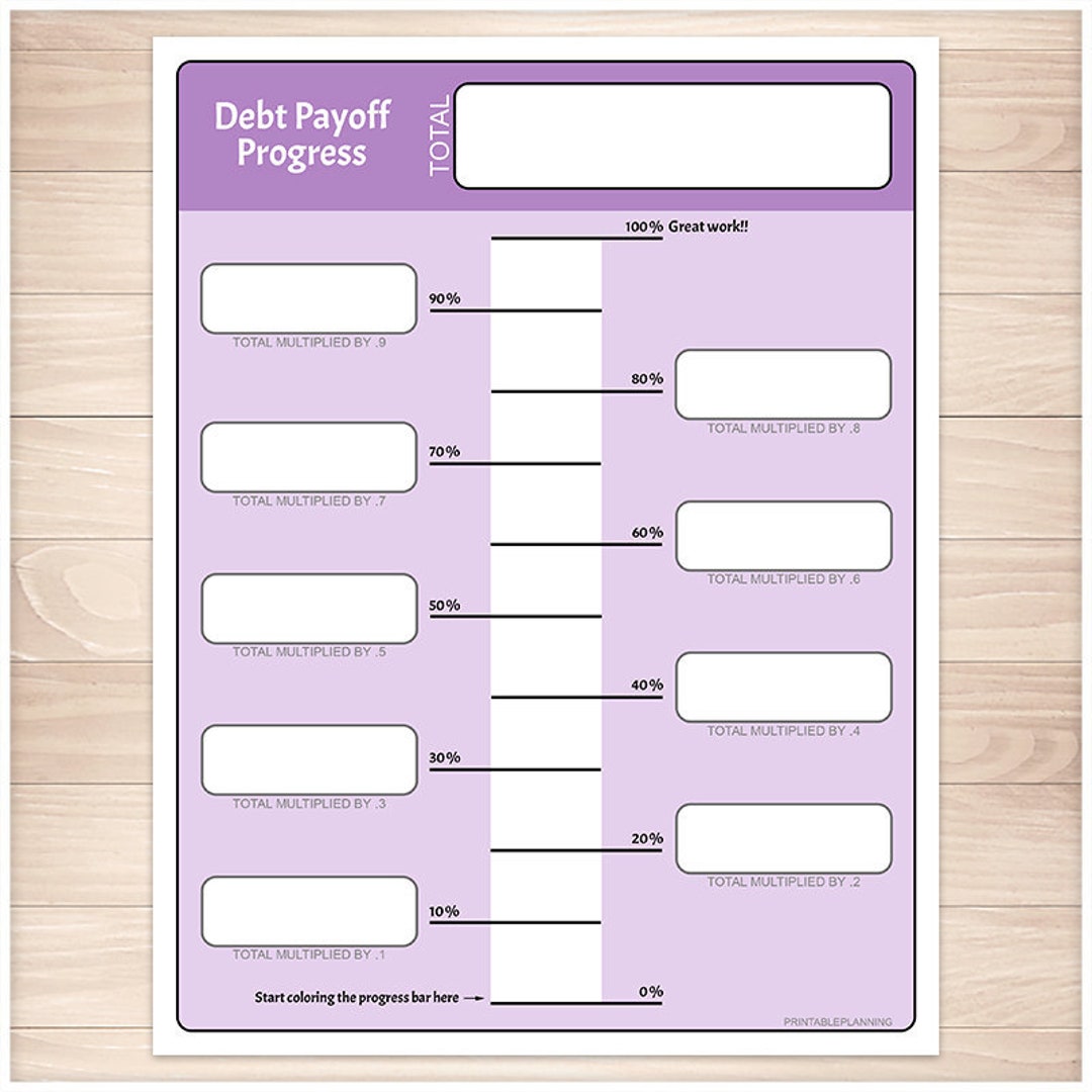 Printable Debt Payoff Progress Bar Purple Chart for Paying - Etsy