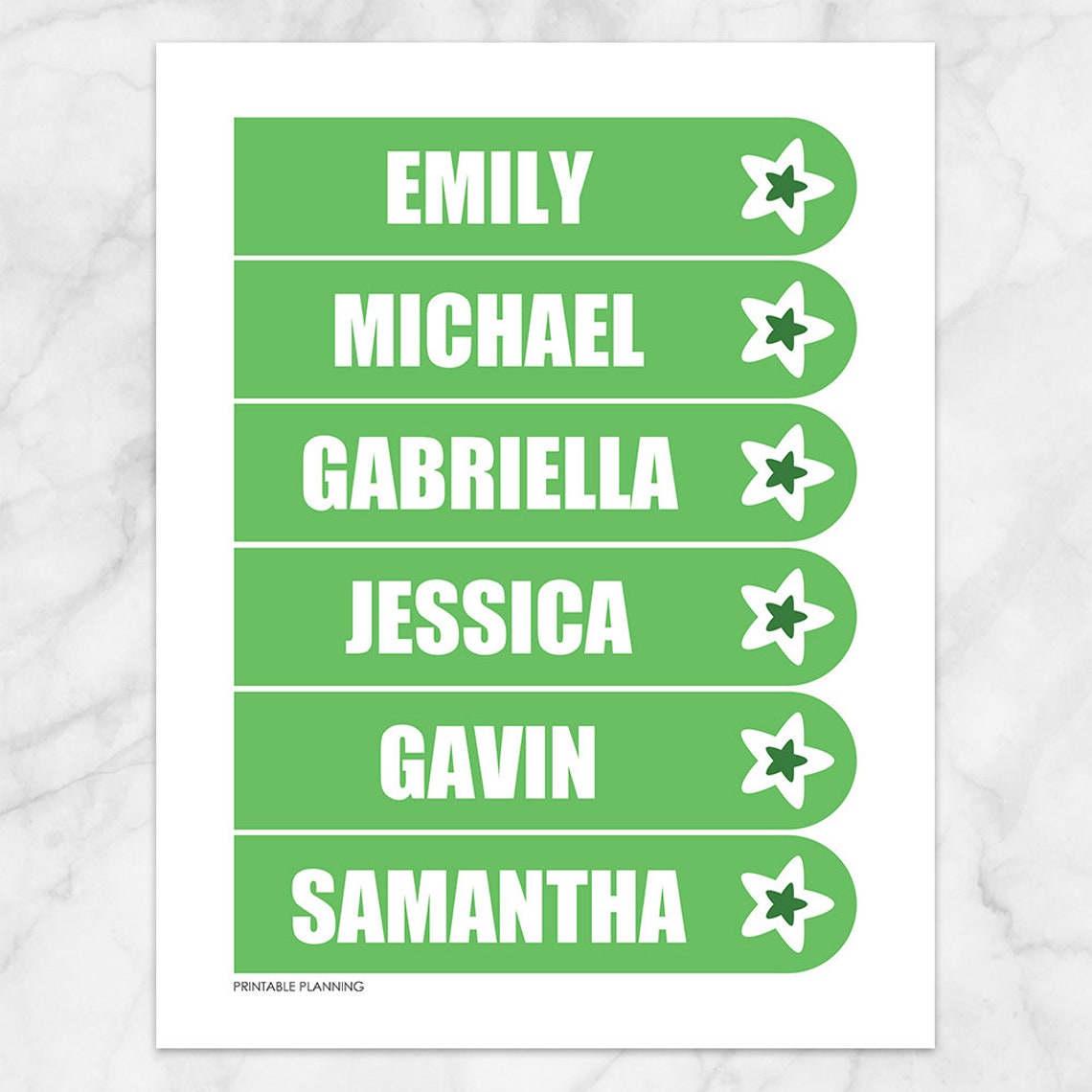 Printable Personalized Green Bookmarks, Star Design, Editable PDF ...
