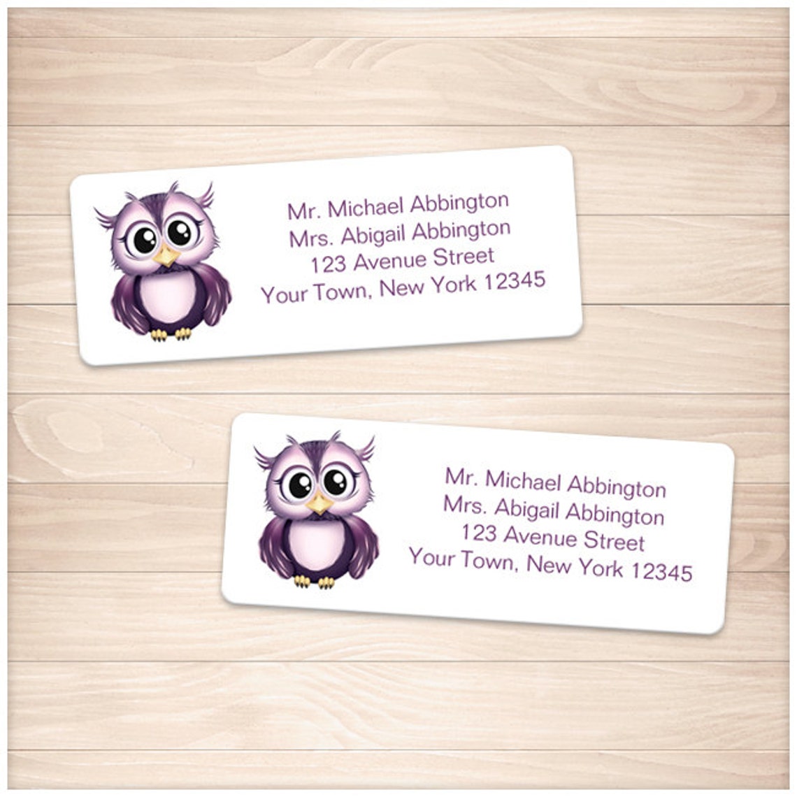 Printable Owl Address Labels Cute Purple Owl Personalized 2 - Etsy